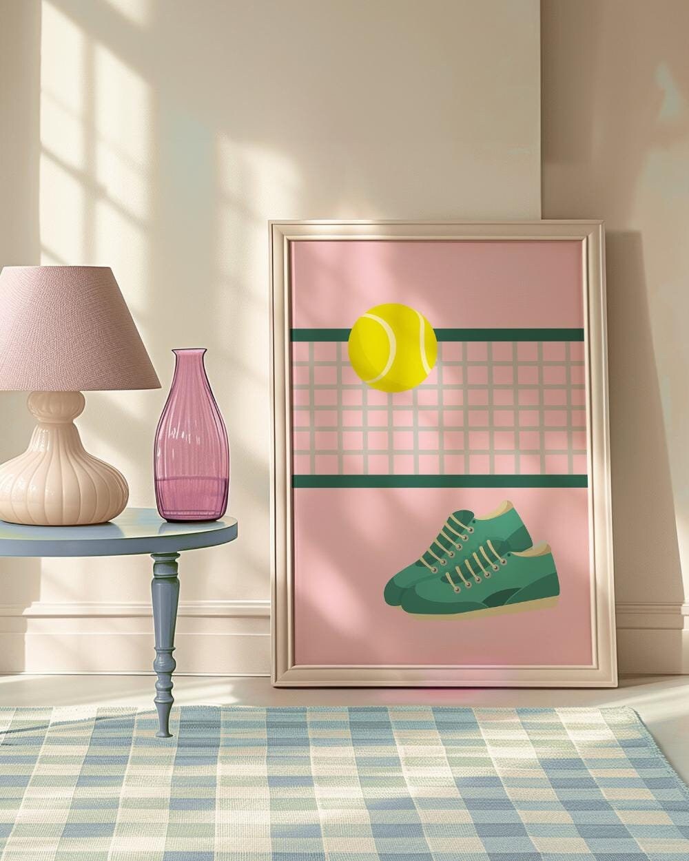 Preppy Tennis Poster College Dorm Decor Pink and Green Wall Art Sport ...