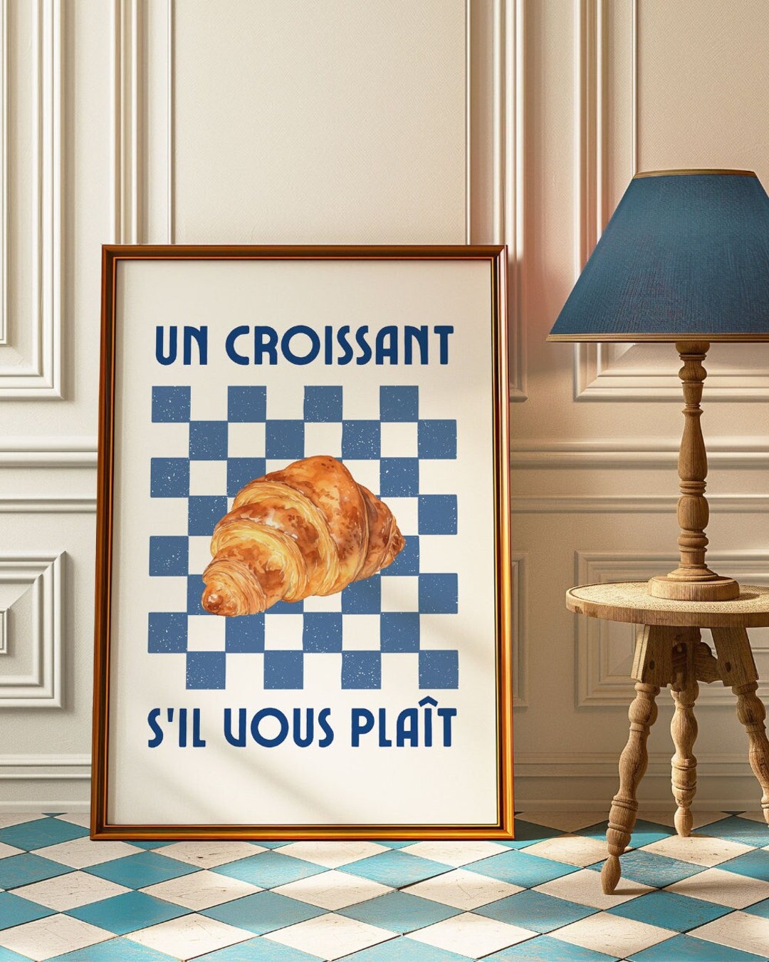Croissant Print Retro French Cafe Poster Cool Trendy Wall Art Kitchen ...