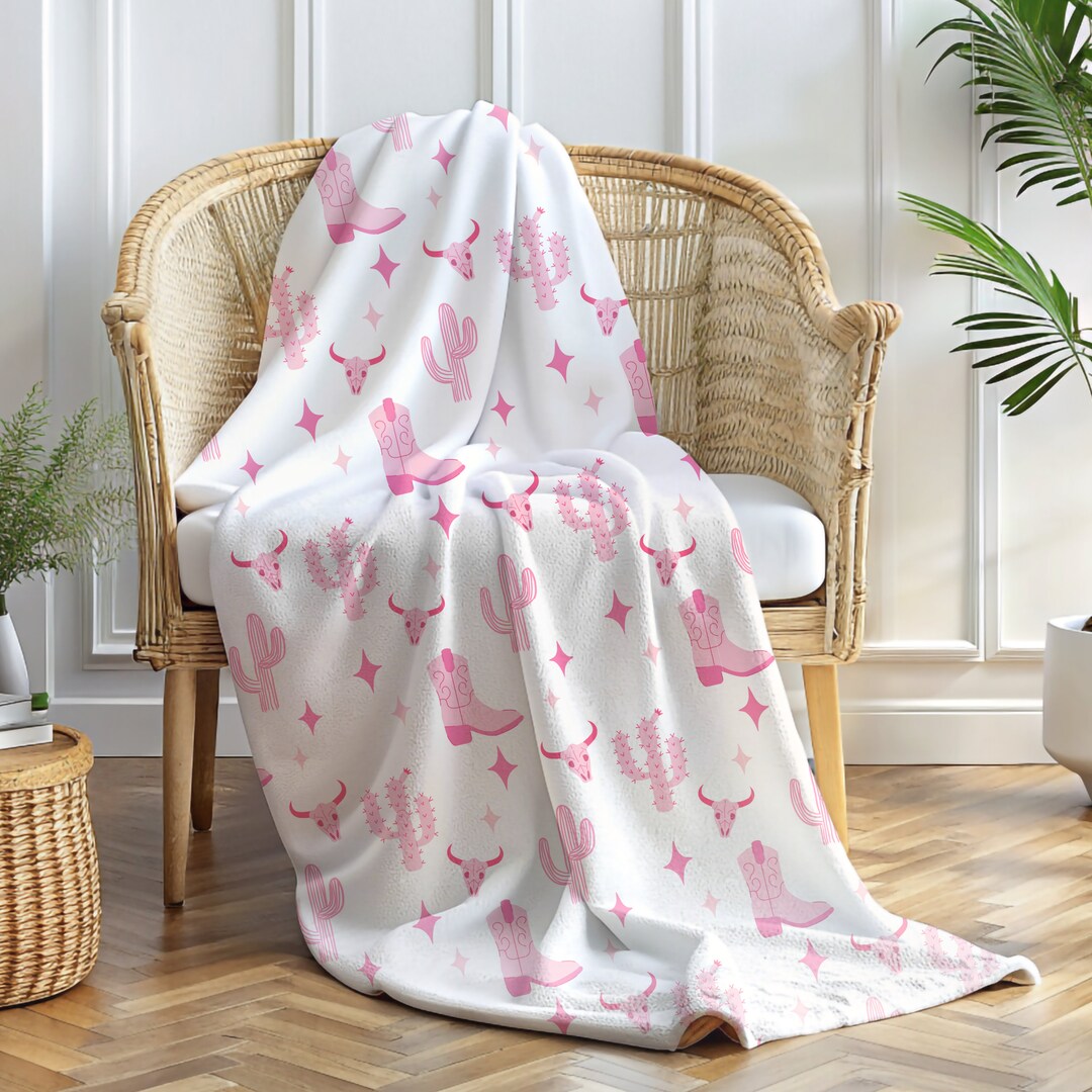 Pink Cowgirl Throw Blanket Cute Girly Western Room Decor Desert Vibes ...