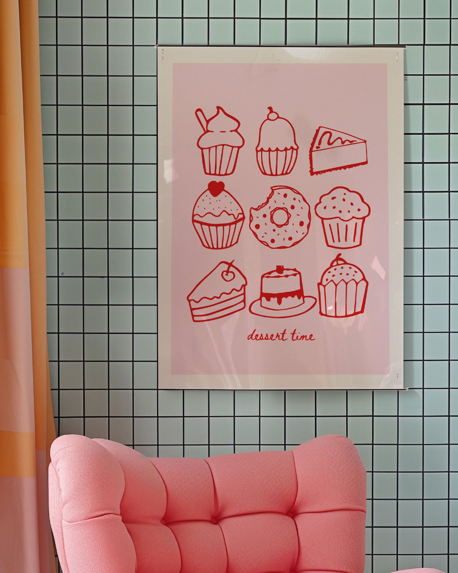 Cute Dessert Poster Sweet Kitchen Wall Art Eclectic Home Decor Foodie ...