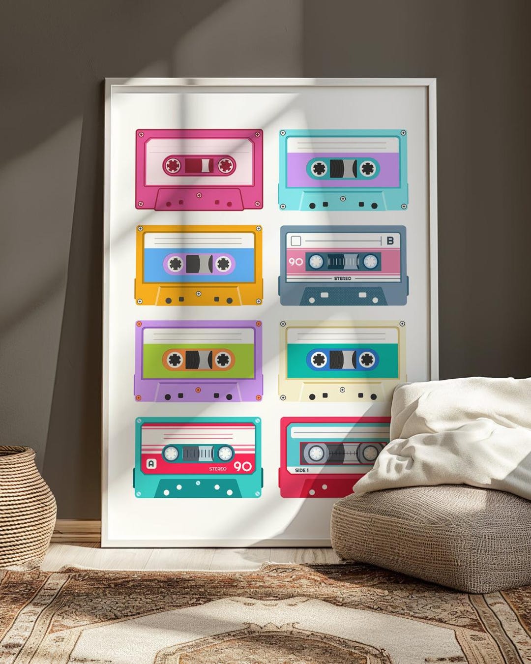 Preppy Cassette Tape Digital Art Print Dorm Decor Retro 80s Wall Art ...