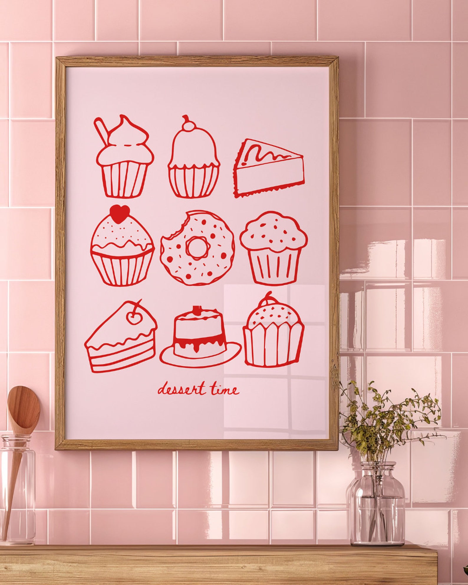 Cute Dessert Poster Sweet Kitchen Wall Art Eclectic Home Decor Foodie ...