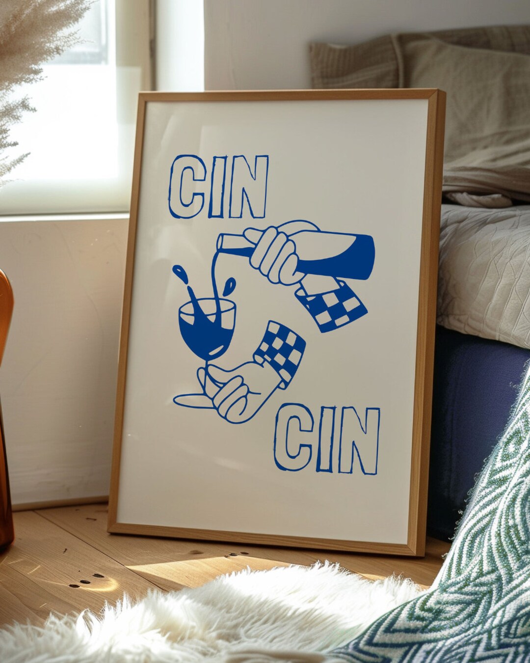 Cin Cin Digital Art Print Retro Cheers Print Cool Kitchen Wall Art ...