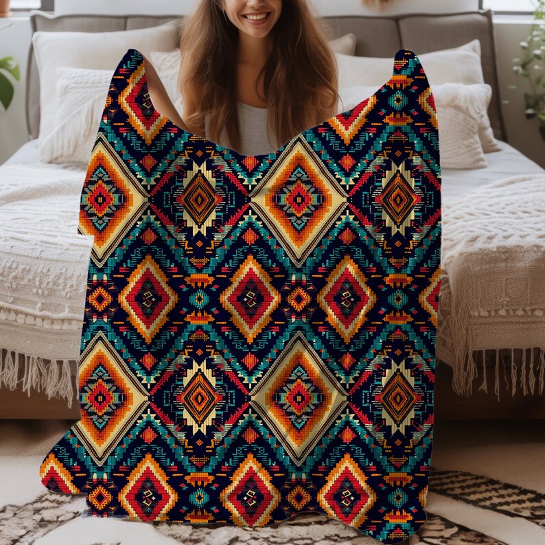 Southwest Throw Blanket Rustic Aztec Home Decor Western Sofa Blanket ...