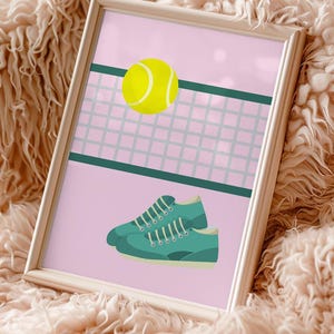 Preppy Tennis Poster College Dorm Decor Pink and Green Wall Art Sport ...
