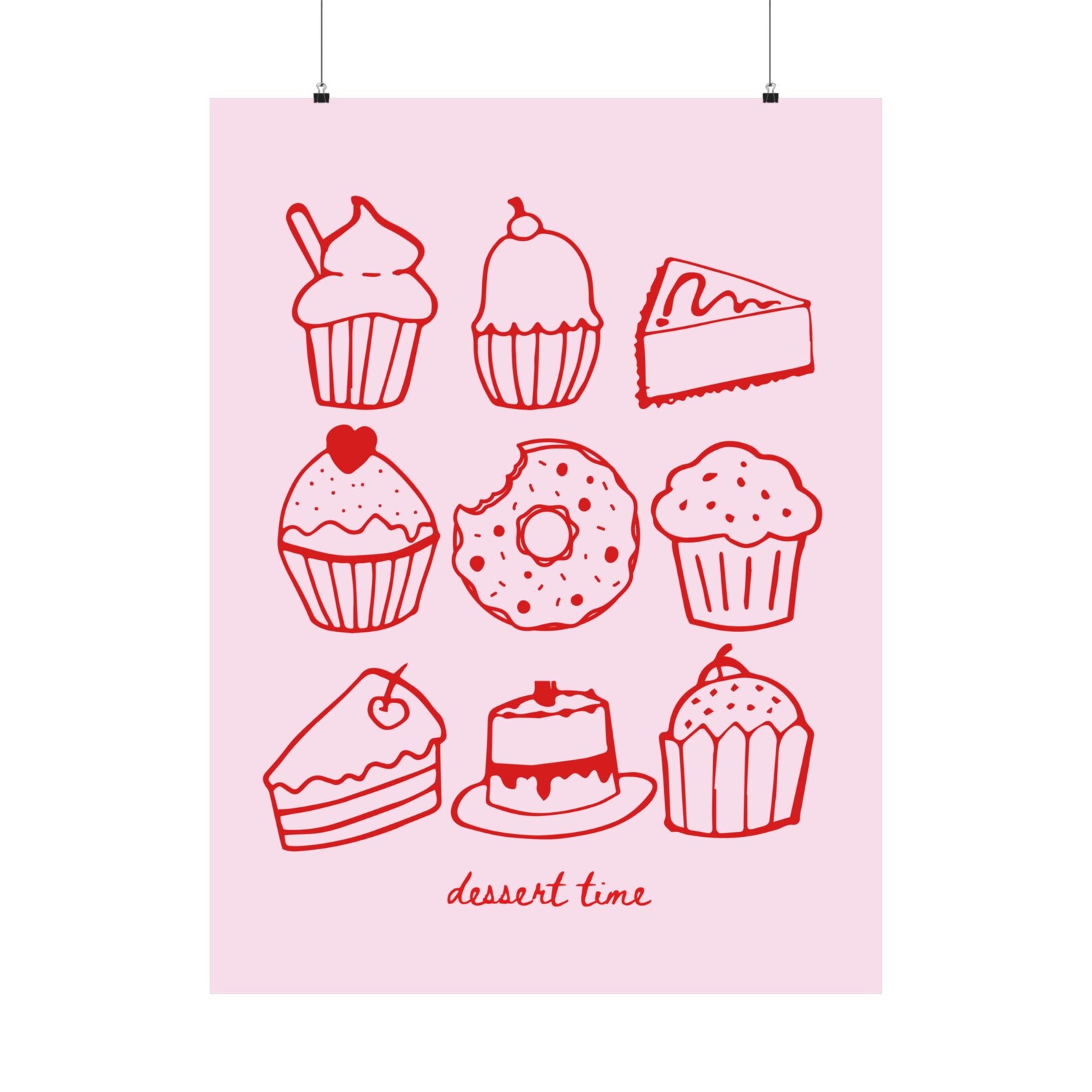 Cute Dessert Poster Sweet Kitchen Wall Art Eclectic Home Decor Foodie ...