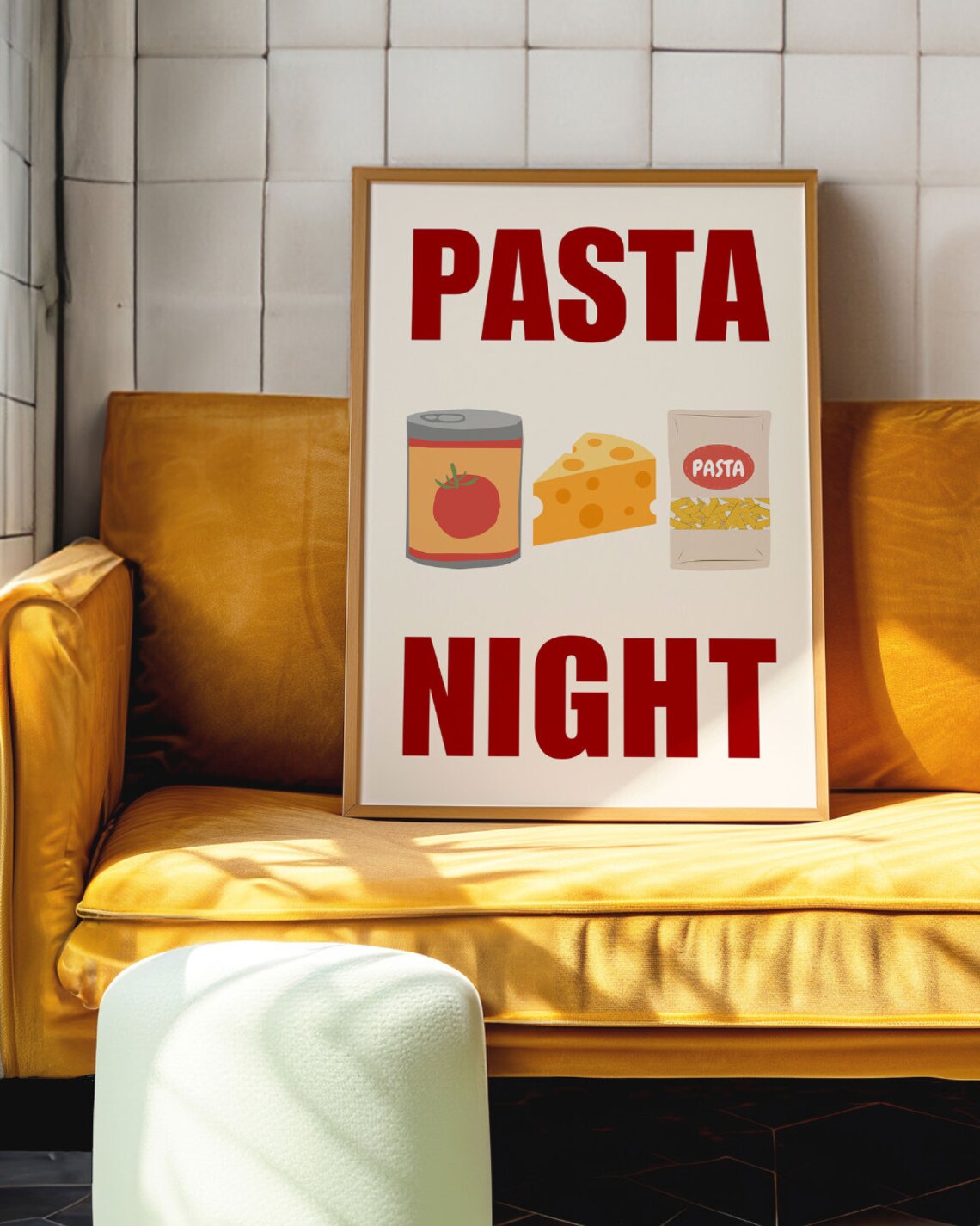 Pasta Night Poster Cool Kitchen Wall Art Retro Room Decor Trendy Dinner ...