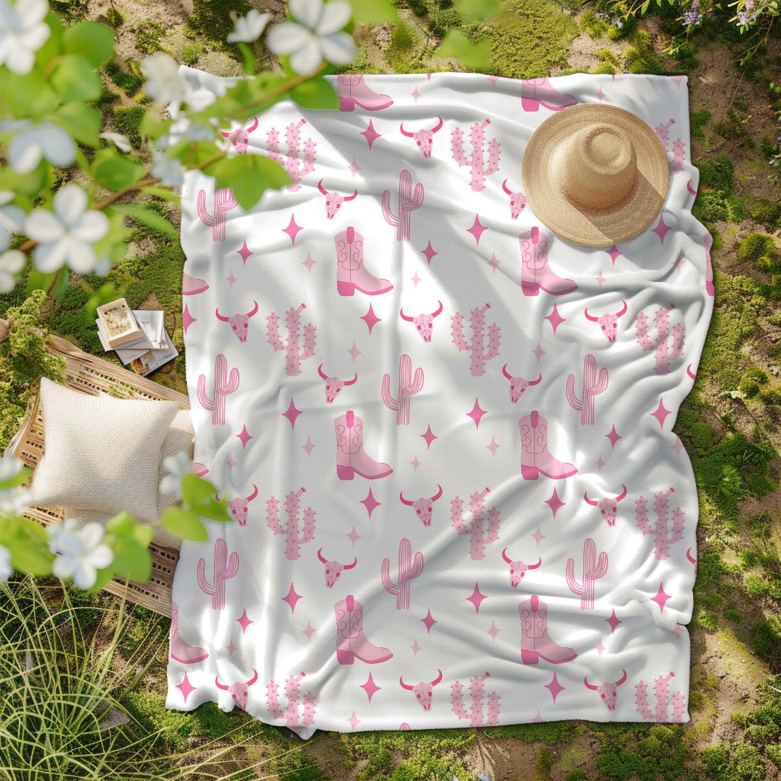 Pink Cowgirl Throw Blanket Cute Girly Western Room Decor Desert Vibes ...