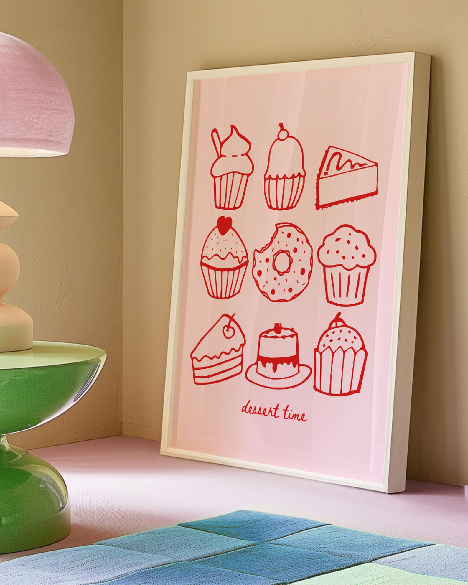 Cute Dessert Poster Sweet Kitchen Wall Art Eclectic Home Decor Foodie ...
