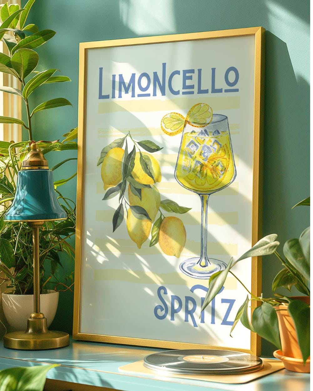 Limoncello Spritz Print Retro Cocktail Poster Bar Cart Wall Art Cool ...