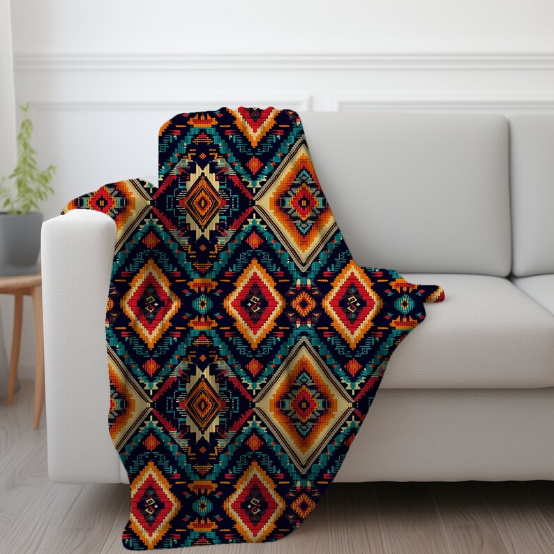 Southwest Throw Blanket Rustic Aztec Home Decor Western Sofa Blanket ...