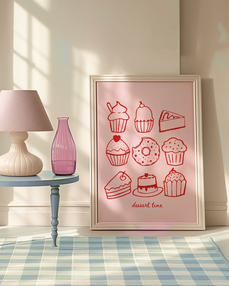 Cute Dessert Poster Sweet Kitchen Wall Art Eclectic Home Decor Foodie ...