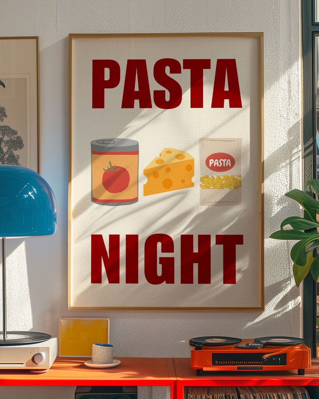 Pasta Night Poster Cool Kitchen Wall Art Retro Room Decor Trendy Dinner ...