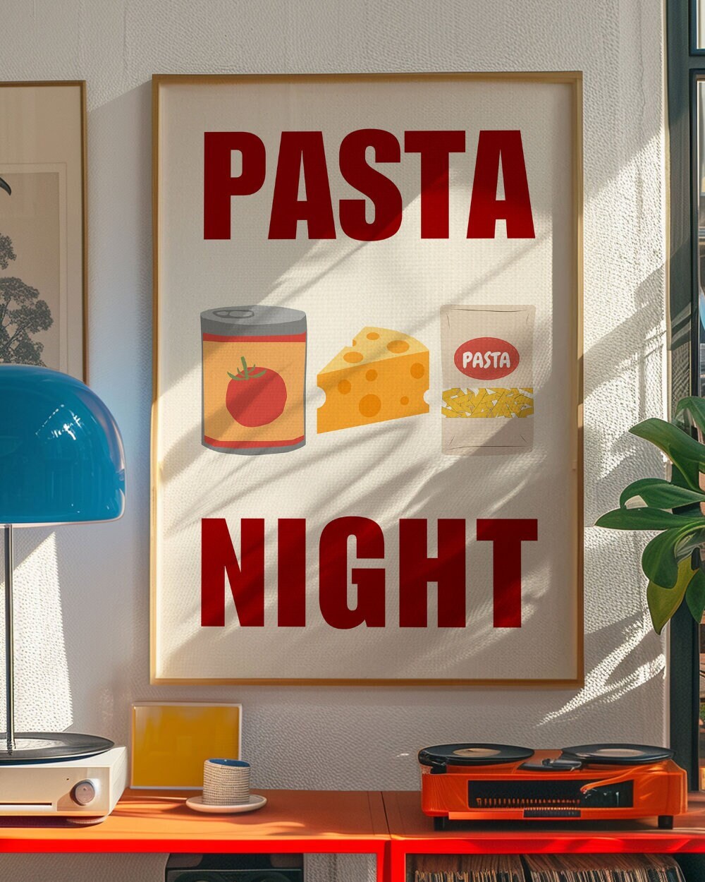 Pasta Night Poster Cool Kitchen Wall Art Retro Room Decor Trendy Dinner ...