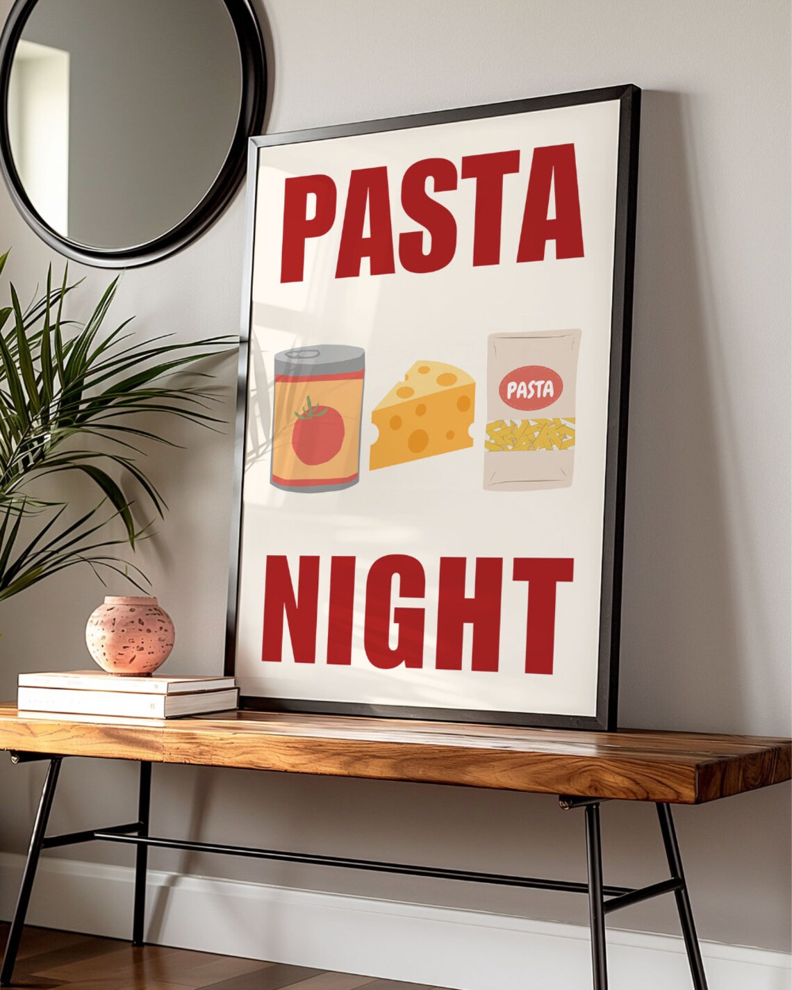 Pasta Night Poster Cool Kitchen Wall Art Retro Room Decor Trendy Dinner ...
