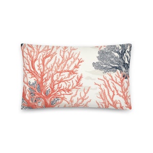 Coastal Coral: Decorative Throw Pillow With Pen and Ink Sea Coral Print ...