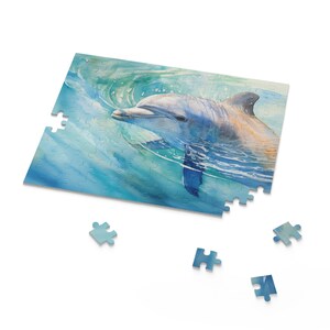 Tropical Serenity: Dolphin Watercolor Jigsaw Puzzle 120, 252, 500-piece ...