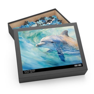 Tropical Serenity: Dolphin Watercolor Jigsaw Puzzle 120, 252, 500-piece ...