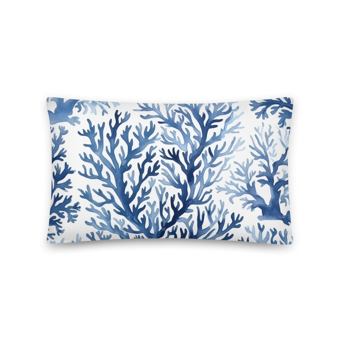 Ocean Breeze: Blue Coral Watercolor Decorative Pillow, Coastal Home ...
