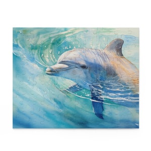 Tropical Serenity: Dolphin Watercolor Jigsaw Puzzle 120, 252, 500-piece ...
