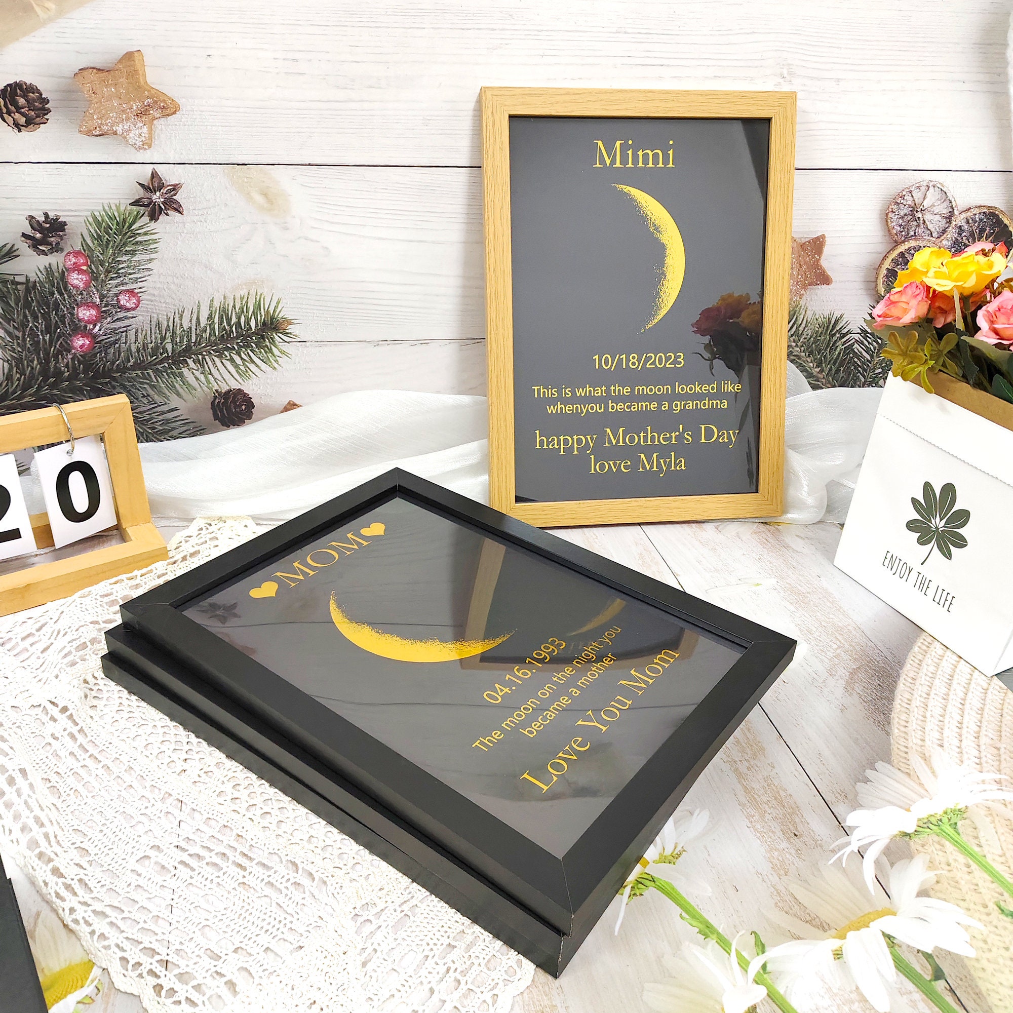 Moon Phase Wall Art-customized Moon Photo Frame-personalized Birthday ...