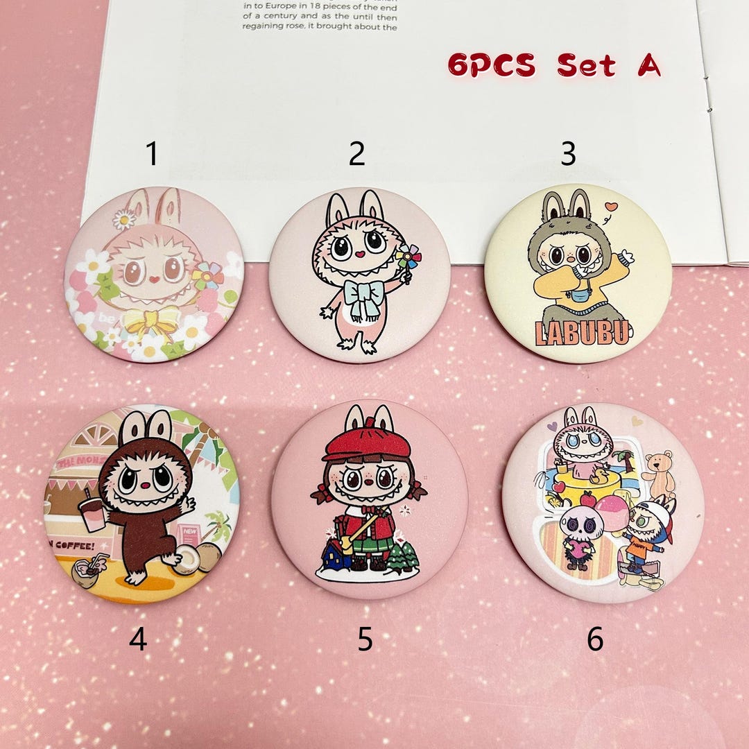 Cute Labubu Badge, Matte Iron Bottom, Campus Crafts, Macaron Color ...