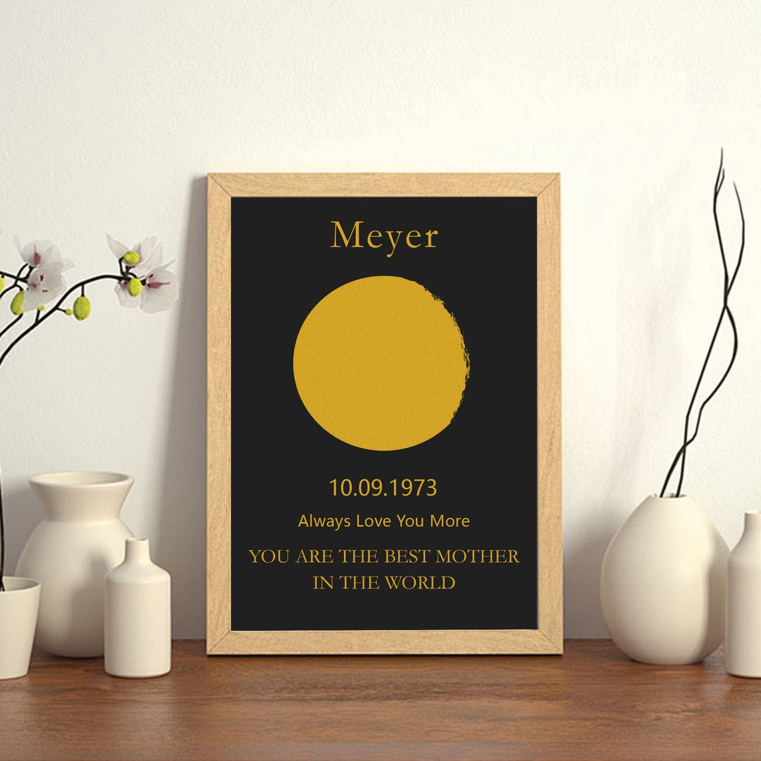 Moon Phase Wall Art-customized Moon Photo Frame-personalized Birthday ...
