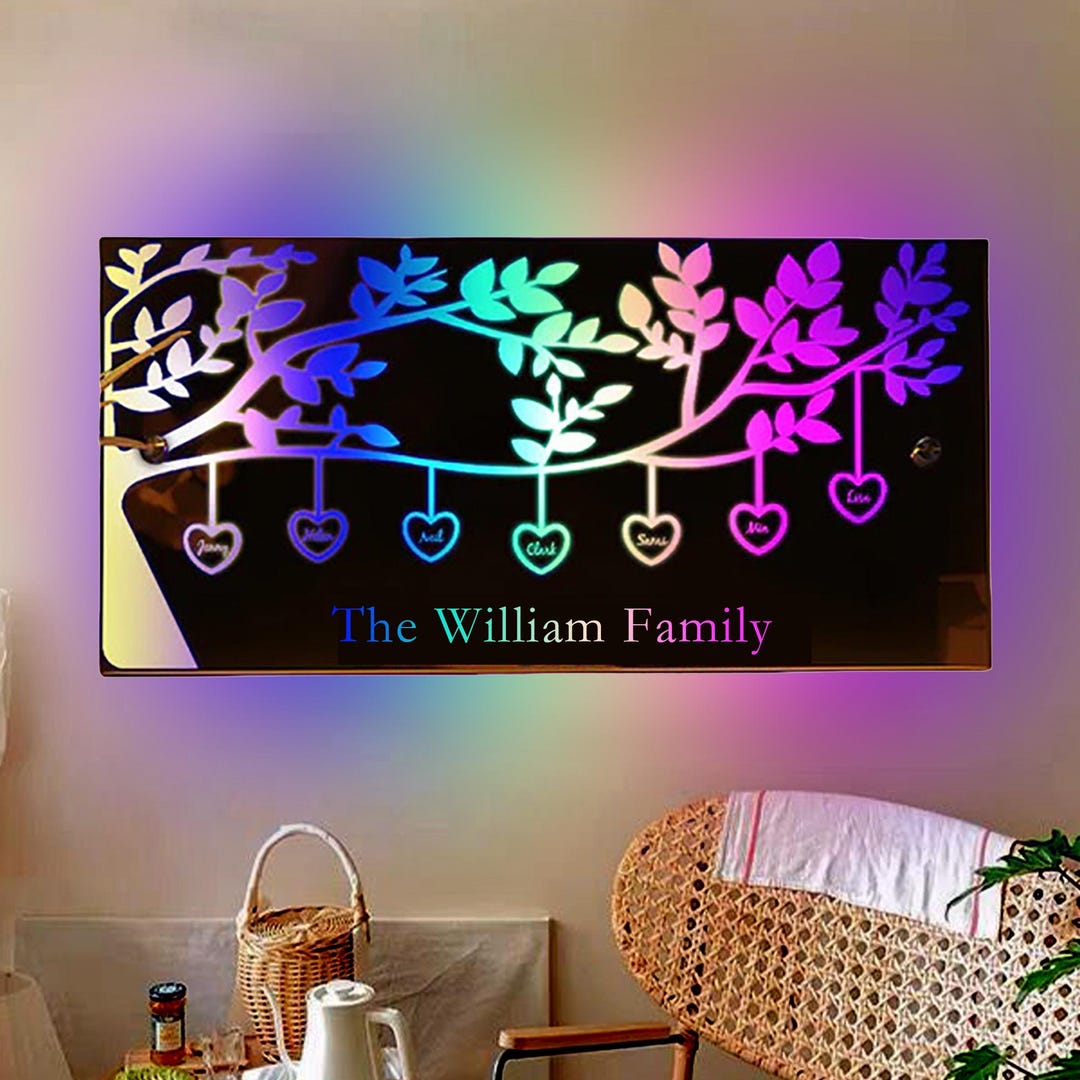 12 Color LED Remote Control Luminous Mirror,personalized Family Tree ...