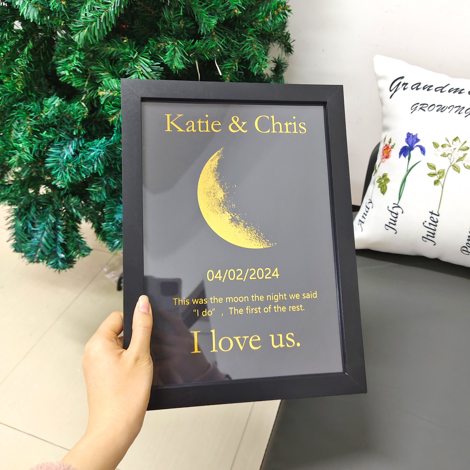 Moon Phase Wall Art-customized Moon Photo Frame-personalized Birthday ...