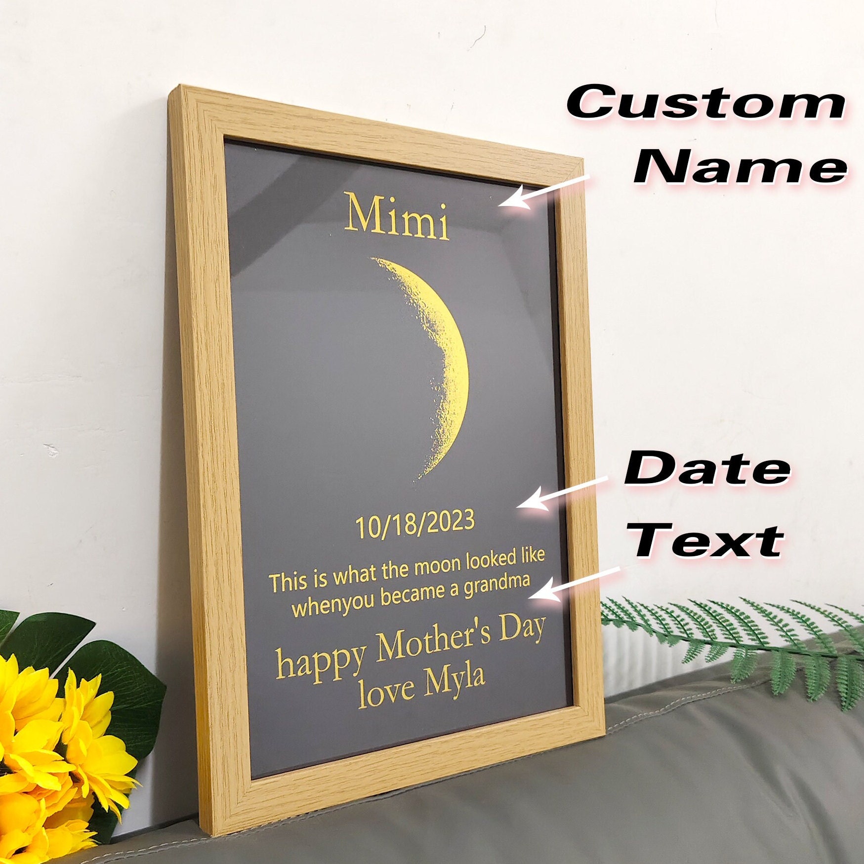 Moon Phase Wall Art-customized Moon Photo Frame-personalized Birthday ...