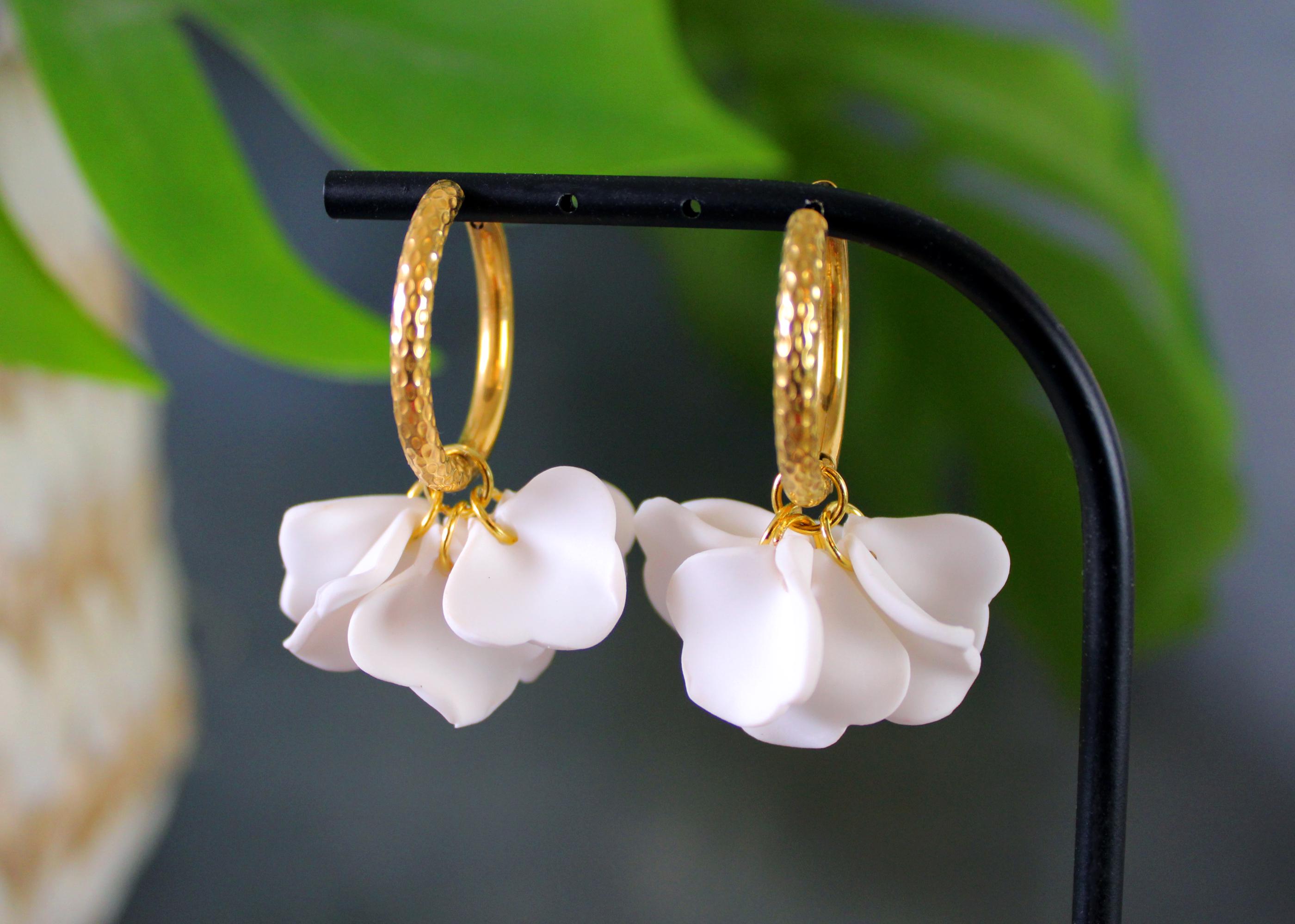 Custom Floral Hoops, 18K Gold Plated Stainless Steel Creoles, Handmade ...