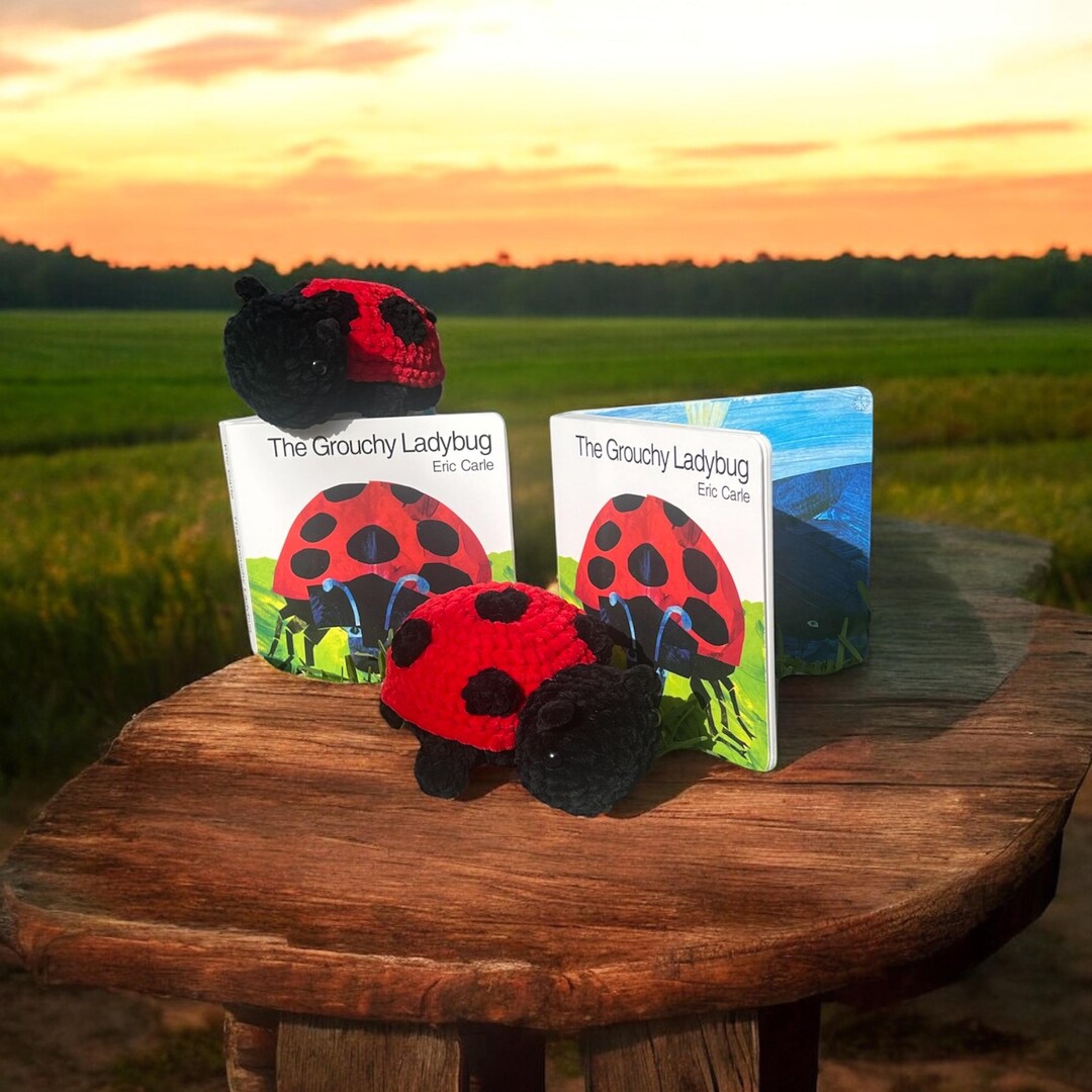 Grouchy Ladybug Crochet Animal and Board Book Set - Etsy
