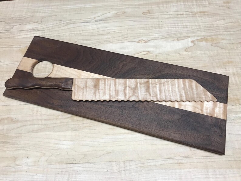 Maple and Walnut Breadboard and Knife - Etsy