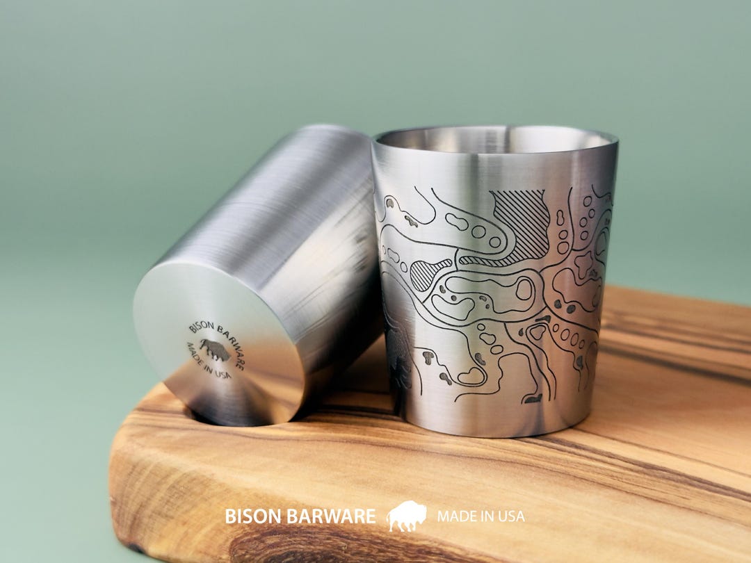 Custom Shot Glass, Golf Course Full Wrap Engraving, Stainless Steel ...