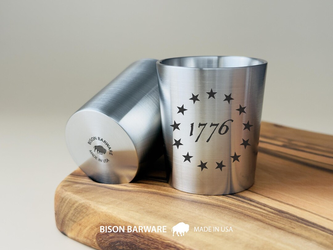 Custom Shot Glass, 1776 Personalized Stainless Steel Barware, Single or ...