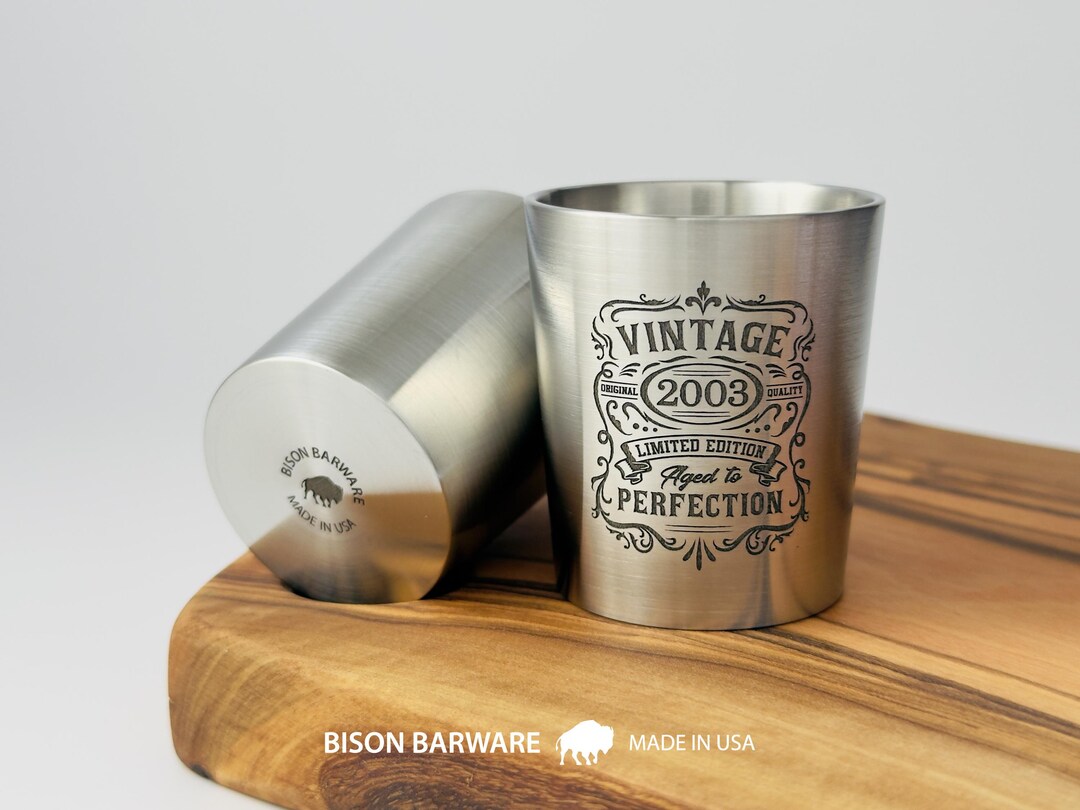 Shot Glass, Custom Birthday Personalized Stainless Steel Barware ...