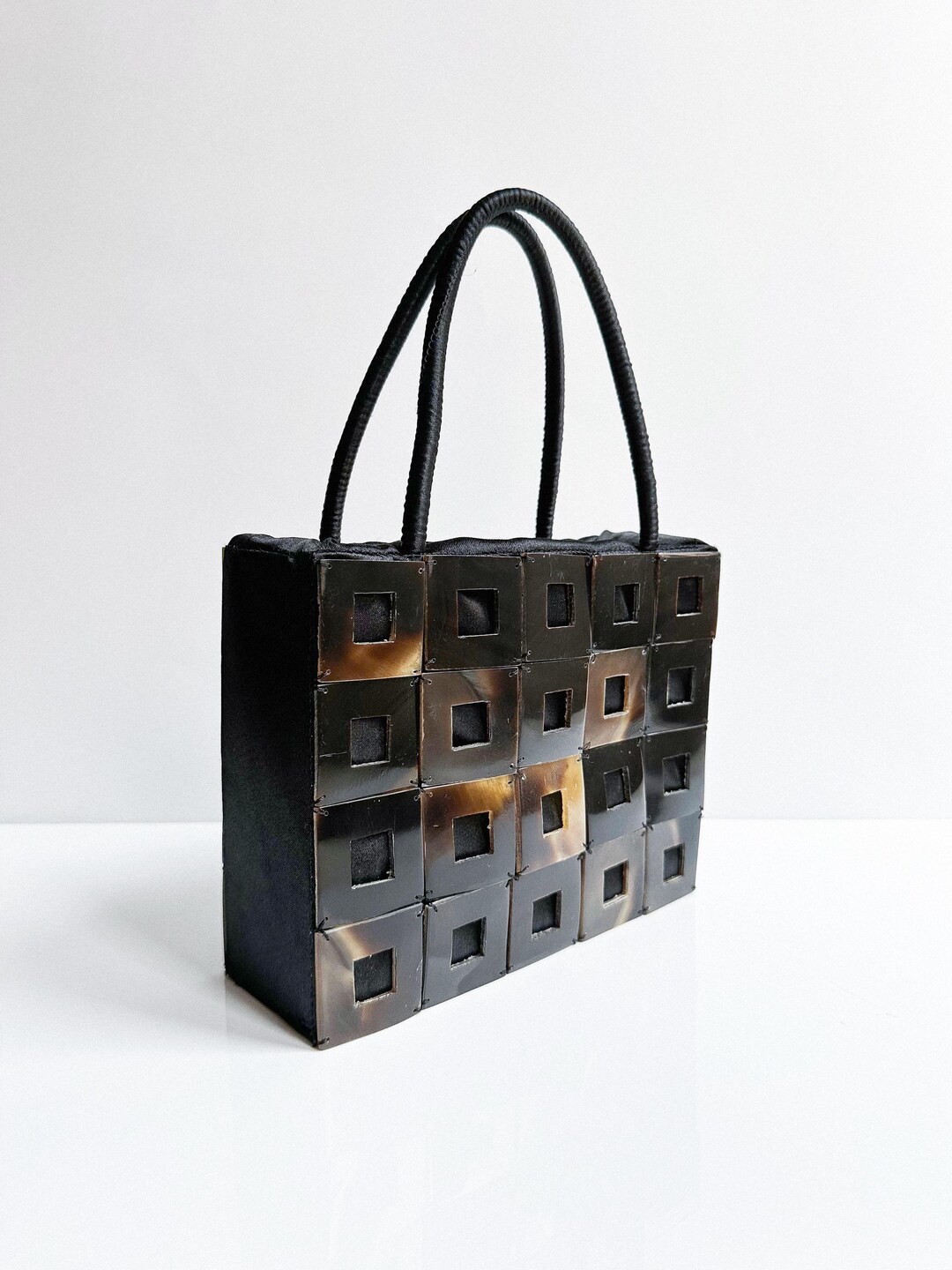 Vintage Square Panel Mosaic Handbag With Horn Detailing | Unique Retro ...