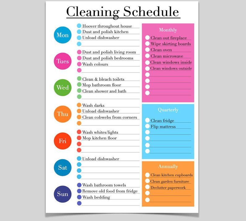 Editable Cleaning Schedule, Checklist, Planner Digital Download to Help ...