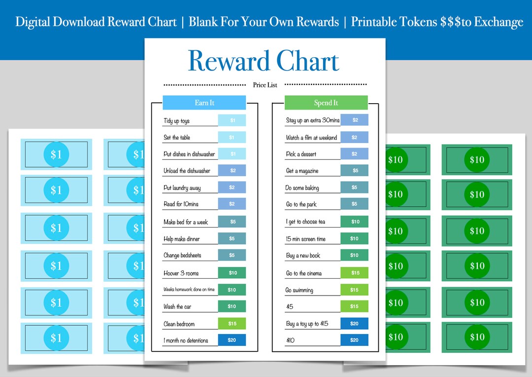 Editable Children's Reward Chart Printable PDF Reward Tracker Chart for ...