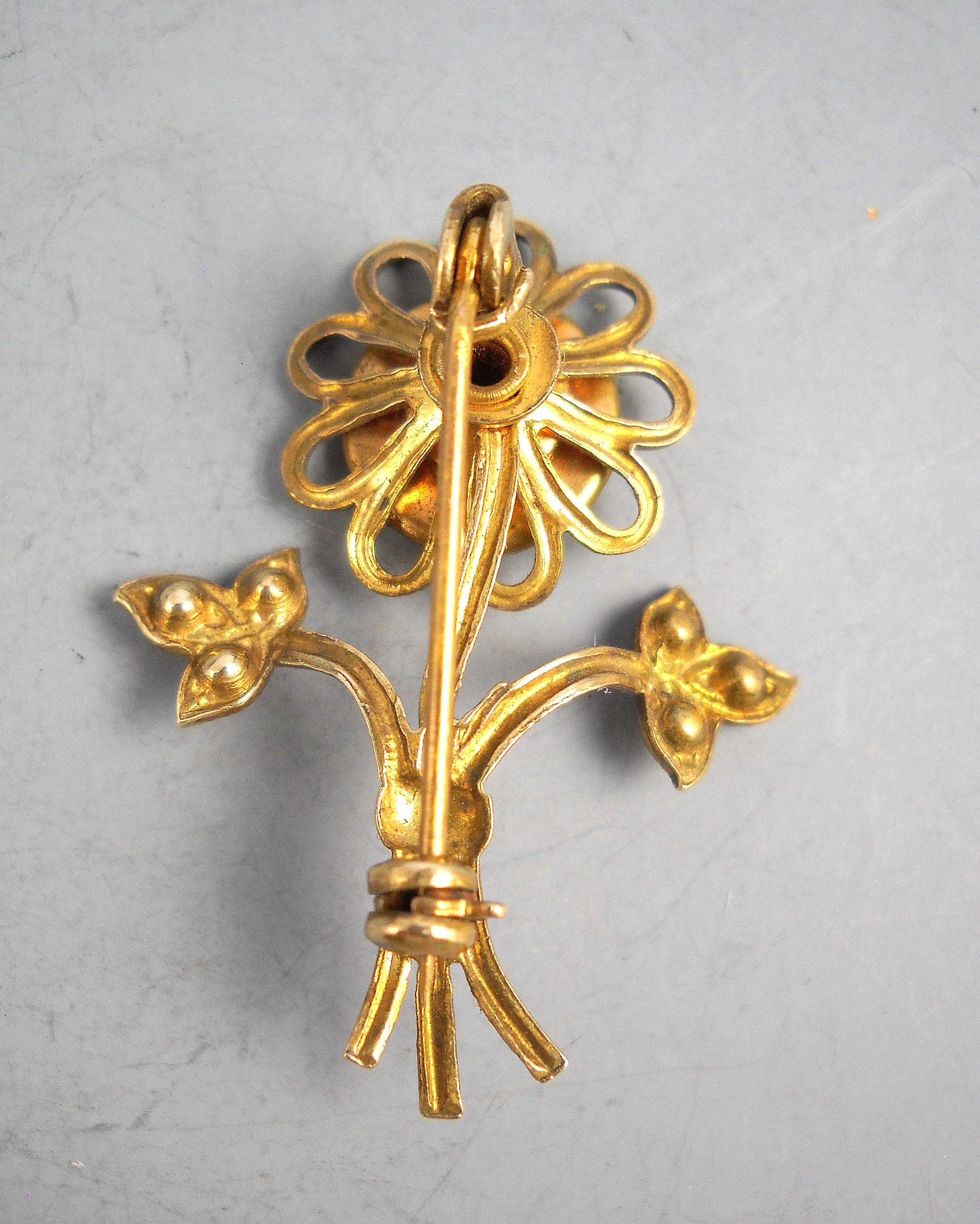 Single Flower Gold Tone Shaped Enamel and Rhinestone Lapel Pin Vintage ...