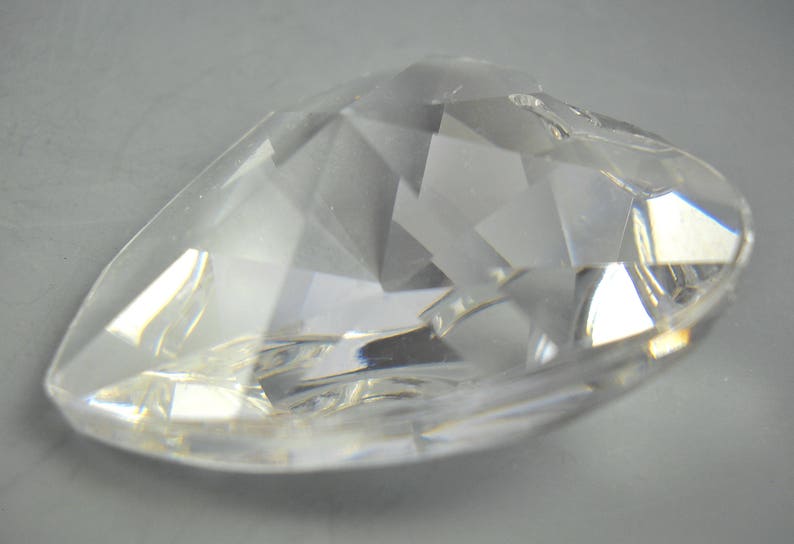 ASFOUR Full Lead Crystal Chandelier Part Lot of 13 Faceted Heart Shape ...