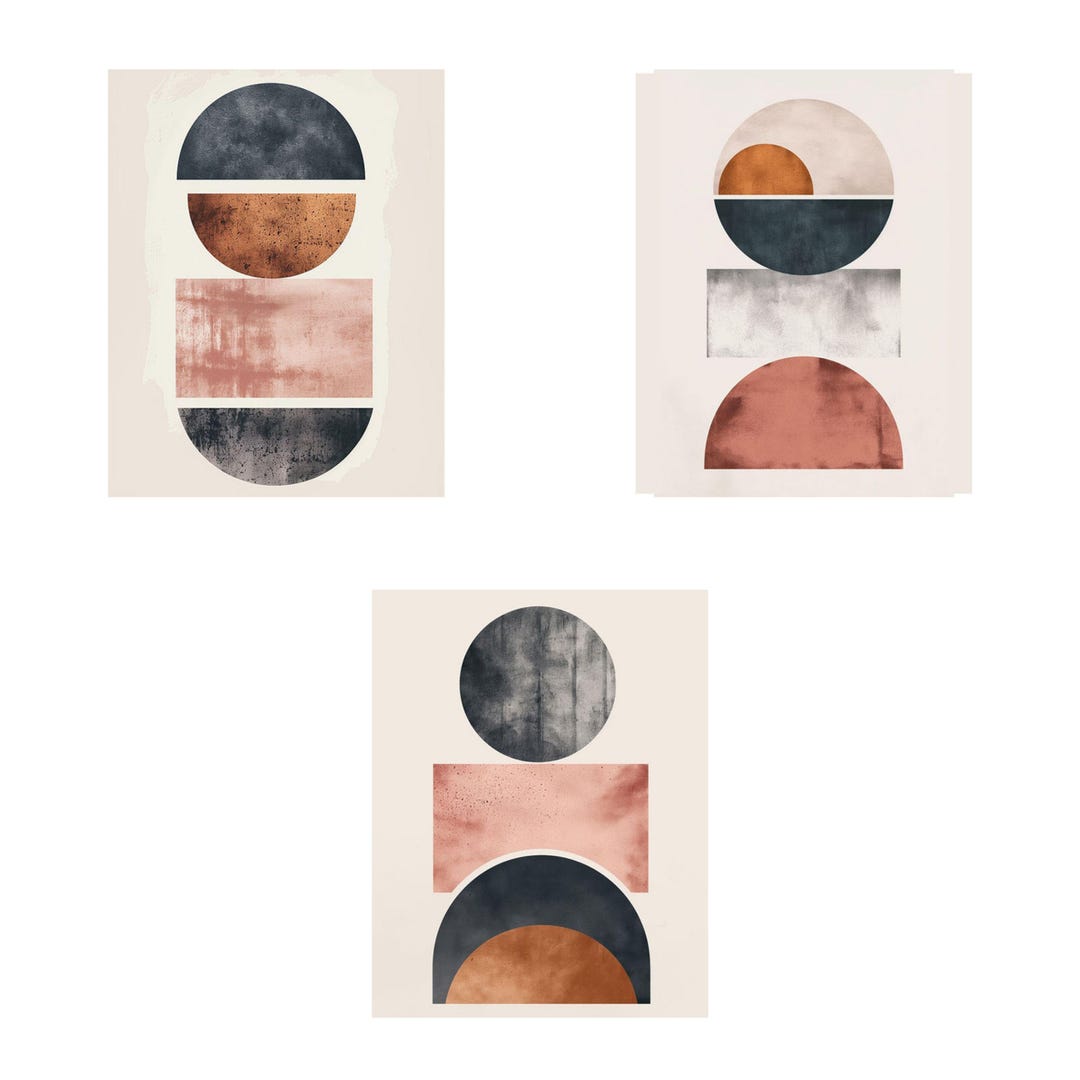 Mid Century Modern Geometric Print, Minimalist Half Circle Art (digital ...