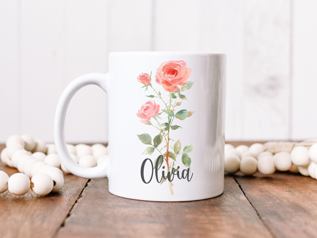 June Birth Flower Mug, Personalized Birth Flower Coffee Cup Gift ...