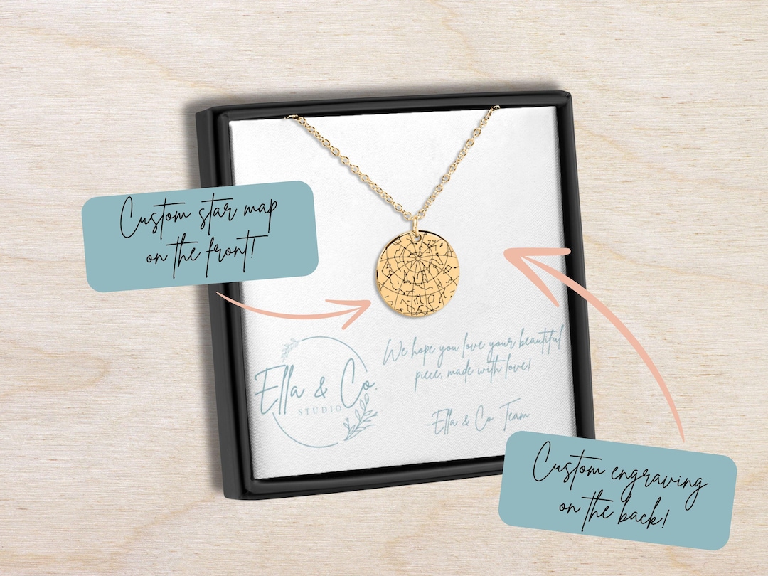 Custom Star Map Necklace, Custom Location Necklace, Constellation ...