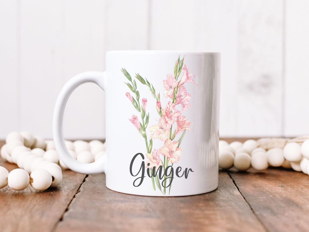 August Birth Flower Mug, Custom August Birthday Gift, Personalized ...