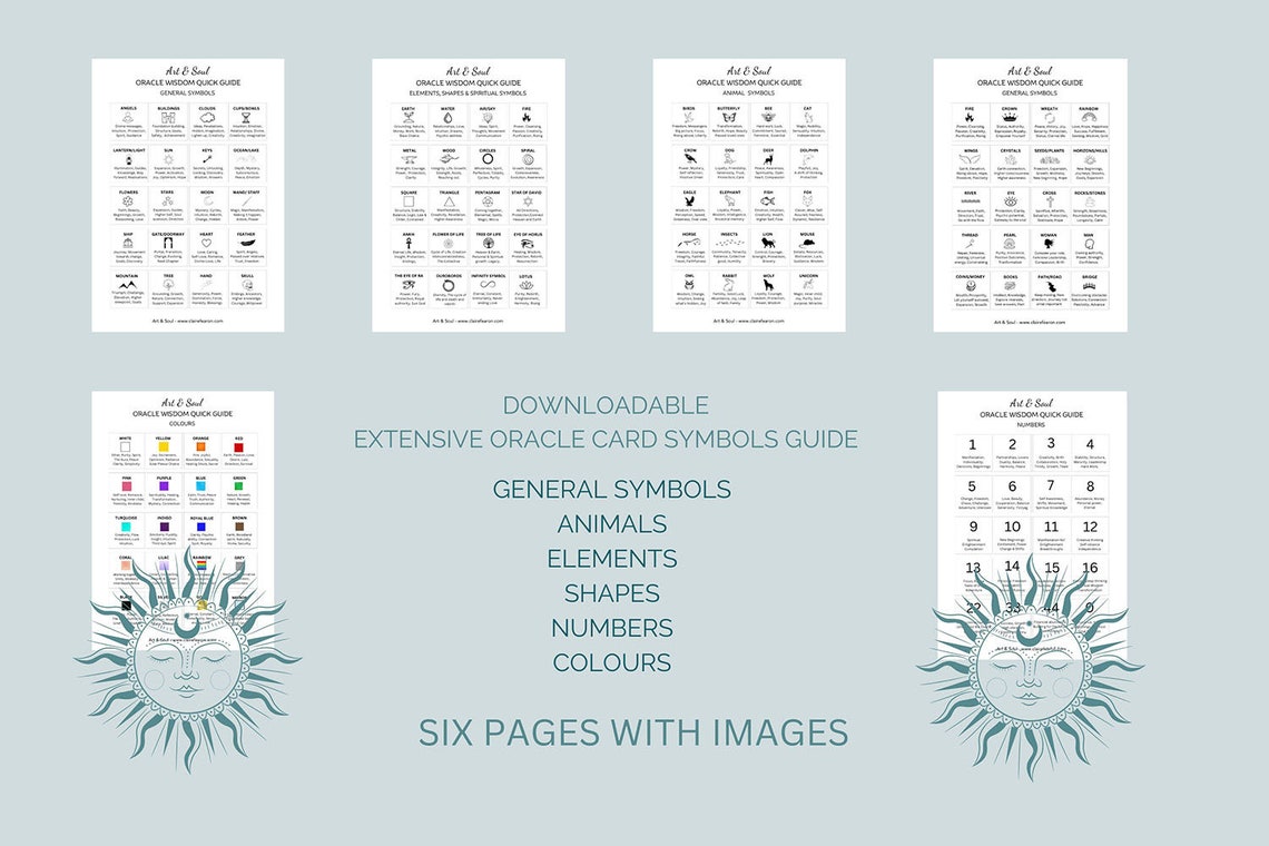 Oracle & Tarot Card Symbols Cheat Sheet, 120 Meanings (instant PDF ...
