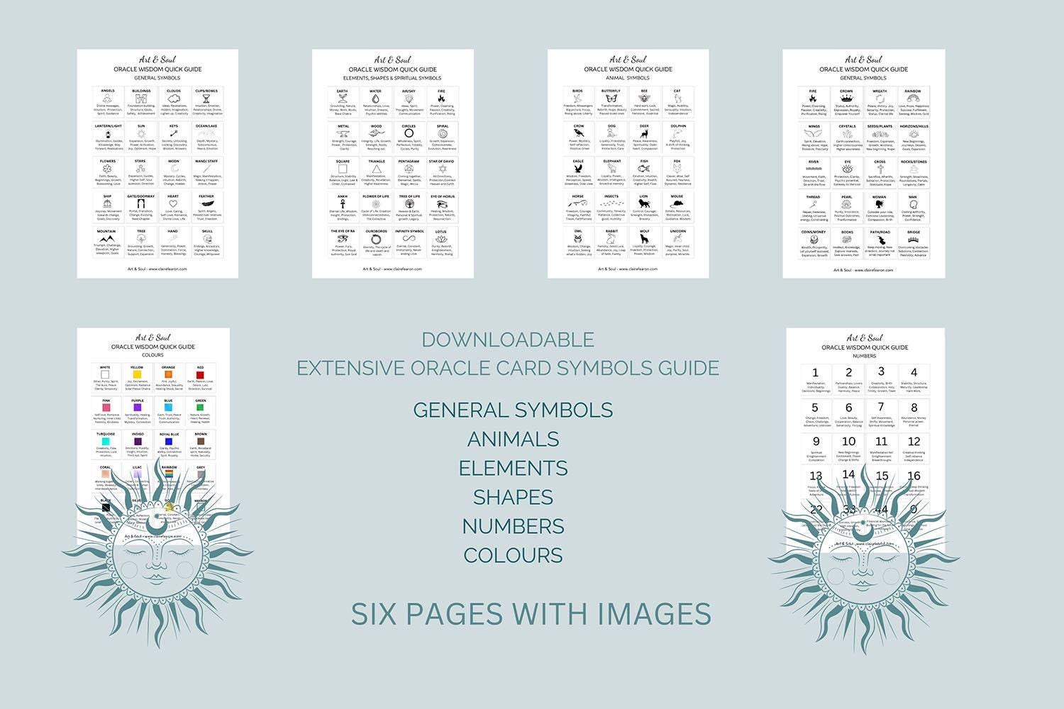 Oracle Card Extensive Cheat Sheet, 6 Page Bundle 120 Symbols With ...