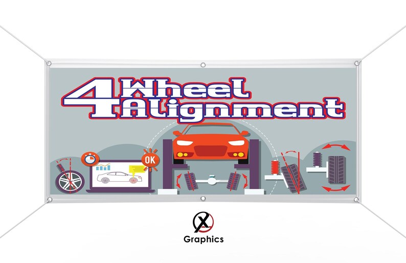 4 Wheel Alignment Vinyl Banner Advertising Sign Full Color Any Size ...