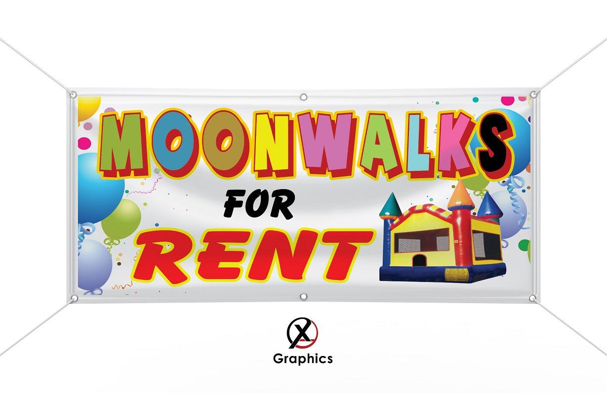 Moonwalks for Rent Vinyl Banner Advertising Sign Full Color Any Size ...