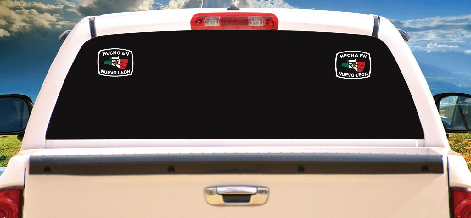 Hecha En Nuevo Leon Letters Decal Car Window Laptop Flag Vinyl Sticker Mexico Mexican Sticker ...